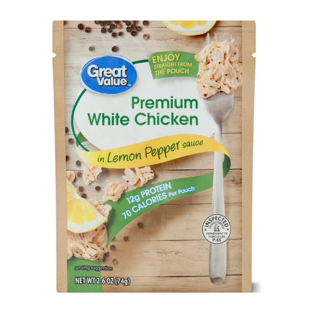 Great Value Premium White Chicken, in Lemon Pepper Sauce, 2.6 oz Pouch ...